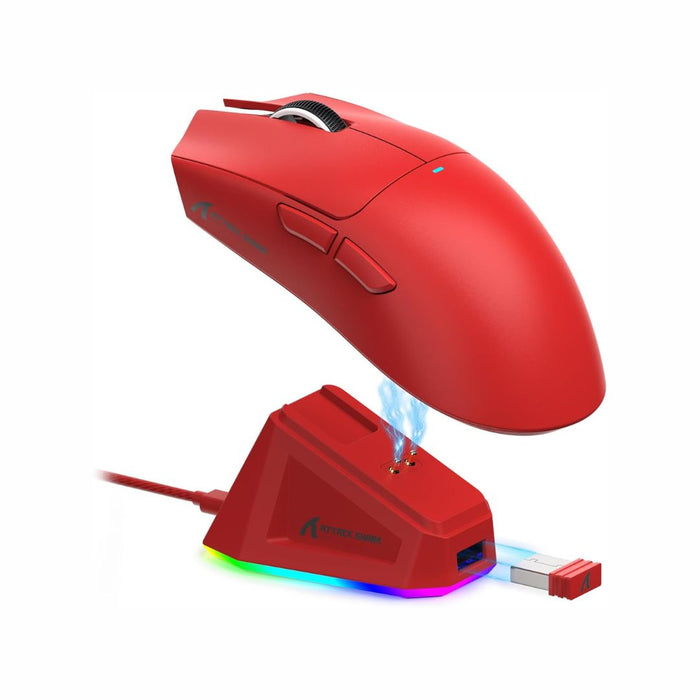 ATTACK SHARK X11 Wireless Mouse - Red | 63g Tri-Mode Gaming in Iraq